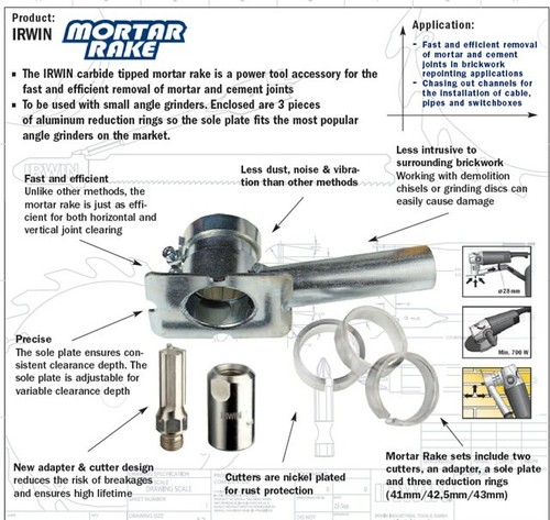 IRWIN Joran 8mm Or 10mm Brick Mortar Joint Rake Raking Mini Angle ...
