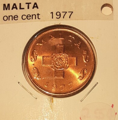 1977 Malta One Cent Bronze Coin w/George Cross UNC | eBay