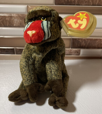 TY Beanie Baby Cheeks Baboon Monkey plush Retired p.e pallet 1999 Rare ...