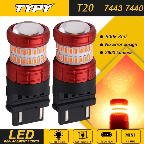 7443 7440 7444 Led Bright Red Brake Light Tail Light Parking Light ...