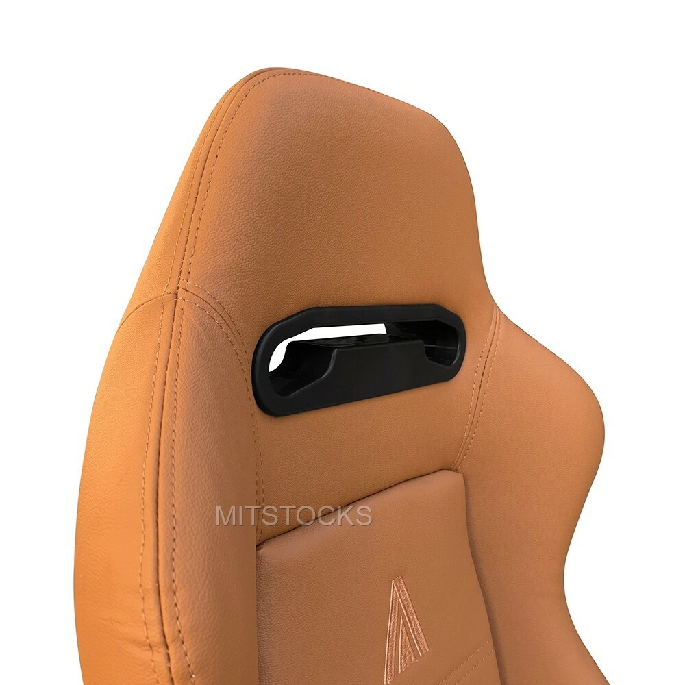 2 X TANAKA TAN PVC LEATHER RACING SEATS RECLINABLE + SLIDERS FITS FOR ...
