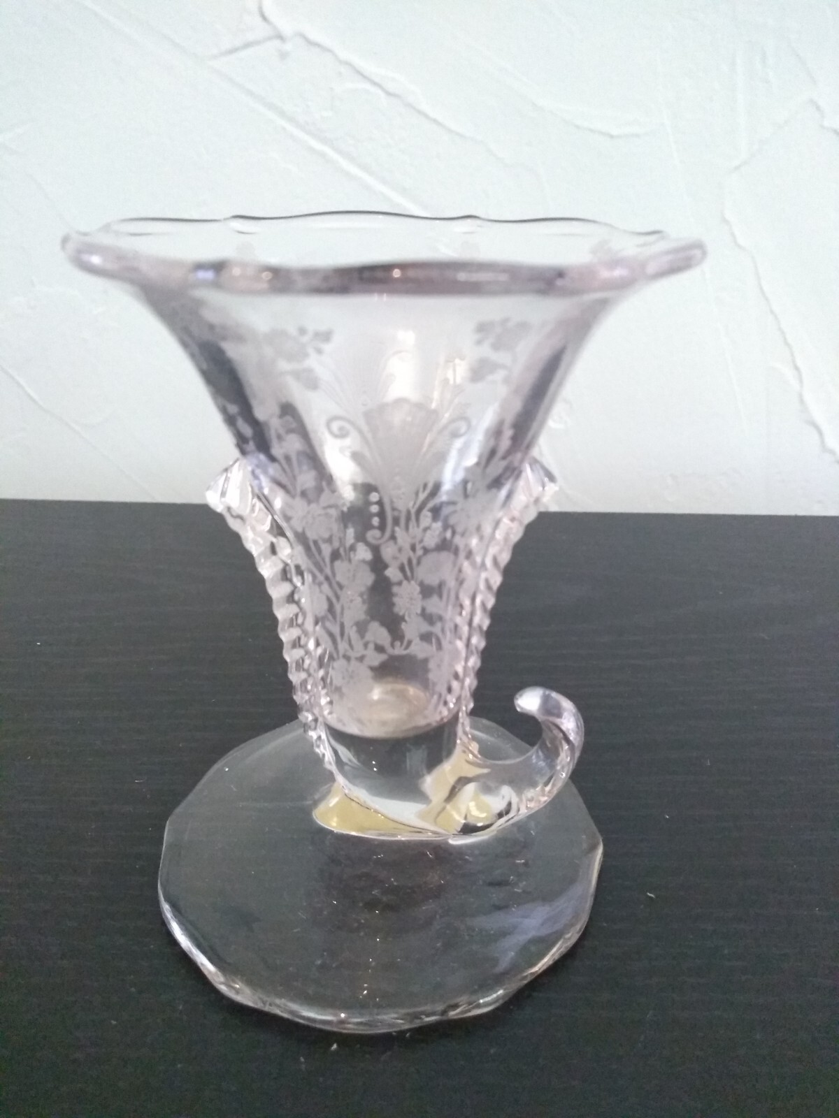 Duncan Miller Glass Cornucopia FIRST LOVE Candle Holder or Vase 4.25 ...
