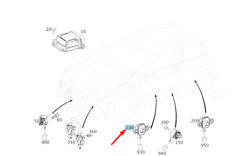 Mercedes-Benz GLA X156 Front Right Impact Crash Sensor A1668210351 2018 ...
