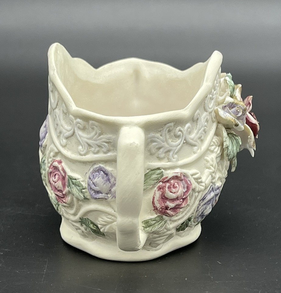 Vintage Porcelain Floral Basket Vase with Handles Delicate Roses on the ...