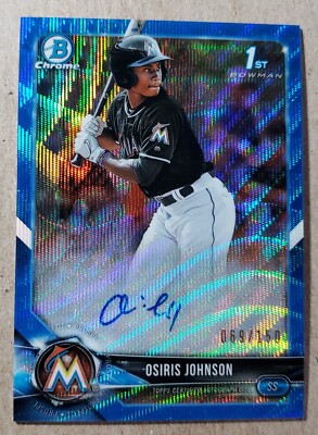 2018 Bowman Chrome Blue Mojo Refractor Osiris Johnson Auto /150 Miami ...