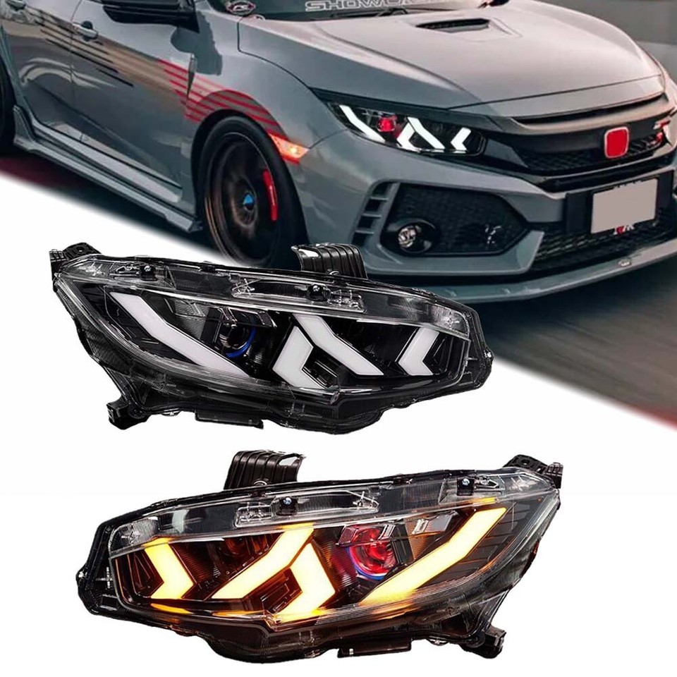 LED Sequential Headlights For 2016-2021 Honda Civic Sedan 10th Gen ...