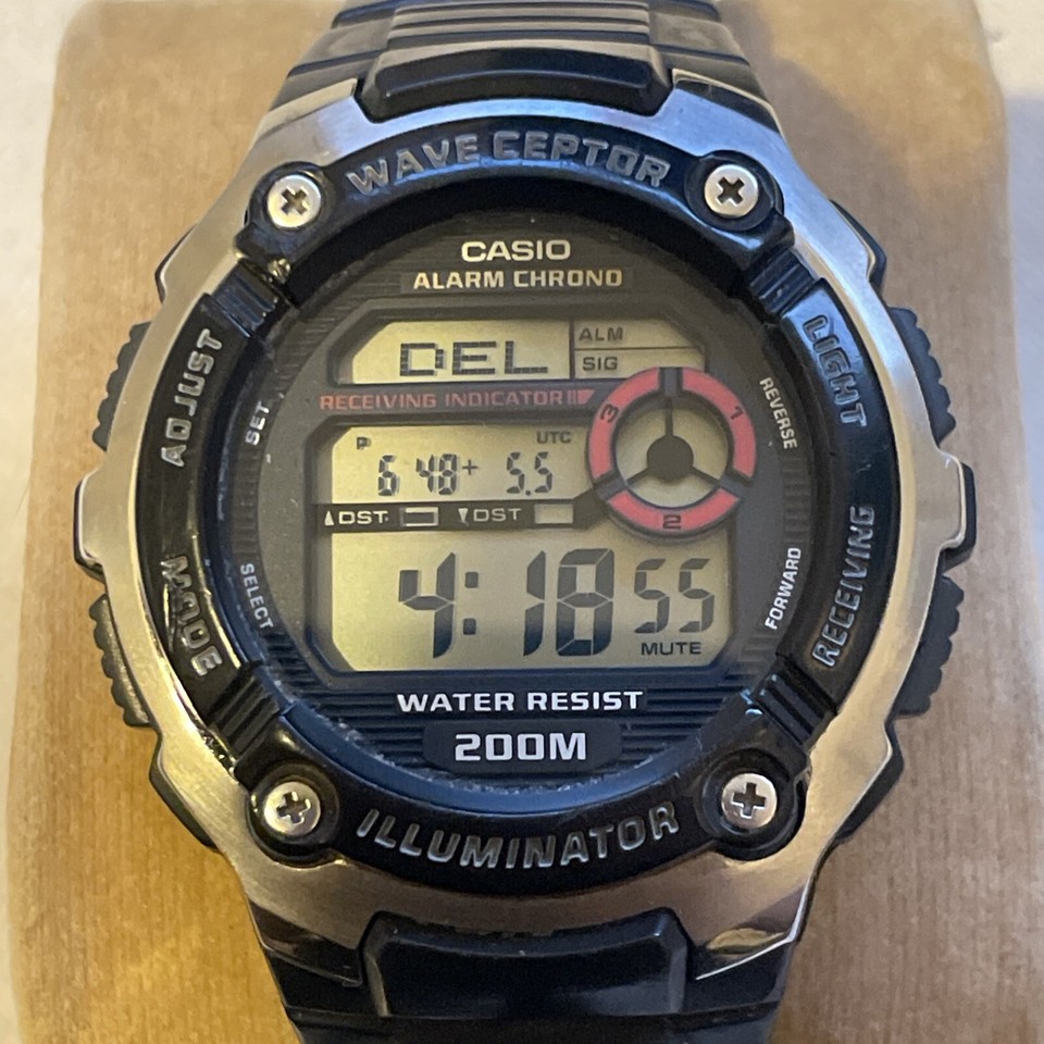 CASIO Wave Ceptor 3140 WV-200A World Time Chrono Digital Men's Watch ...