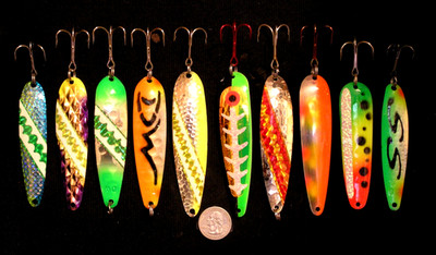 Asstd. Standard Salmon Trout Walleye Trolling Spoons Downrigger Fishing ...