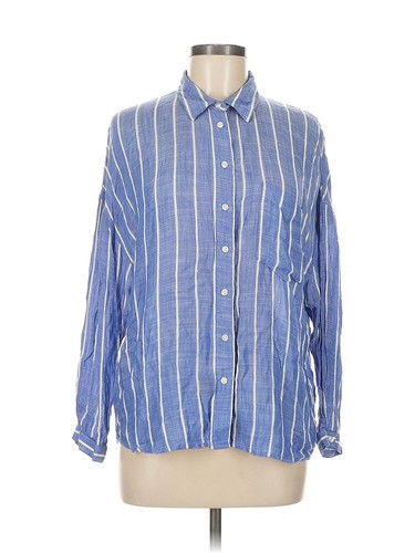 Zara Basic Women Blue Long Sleeve Button-Down Shirt M | eBay