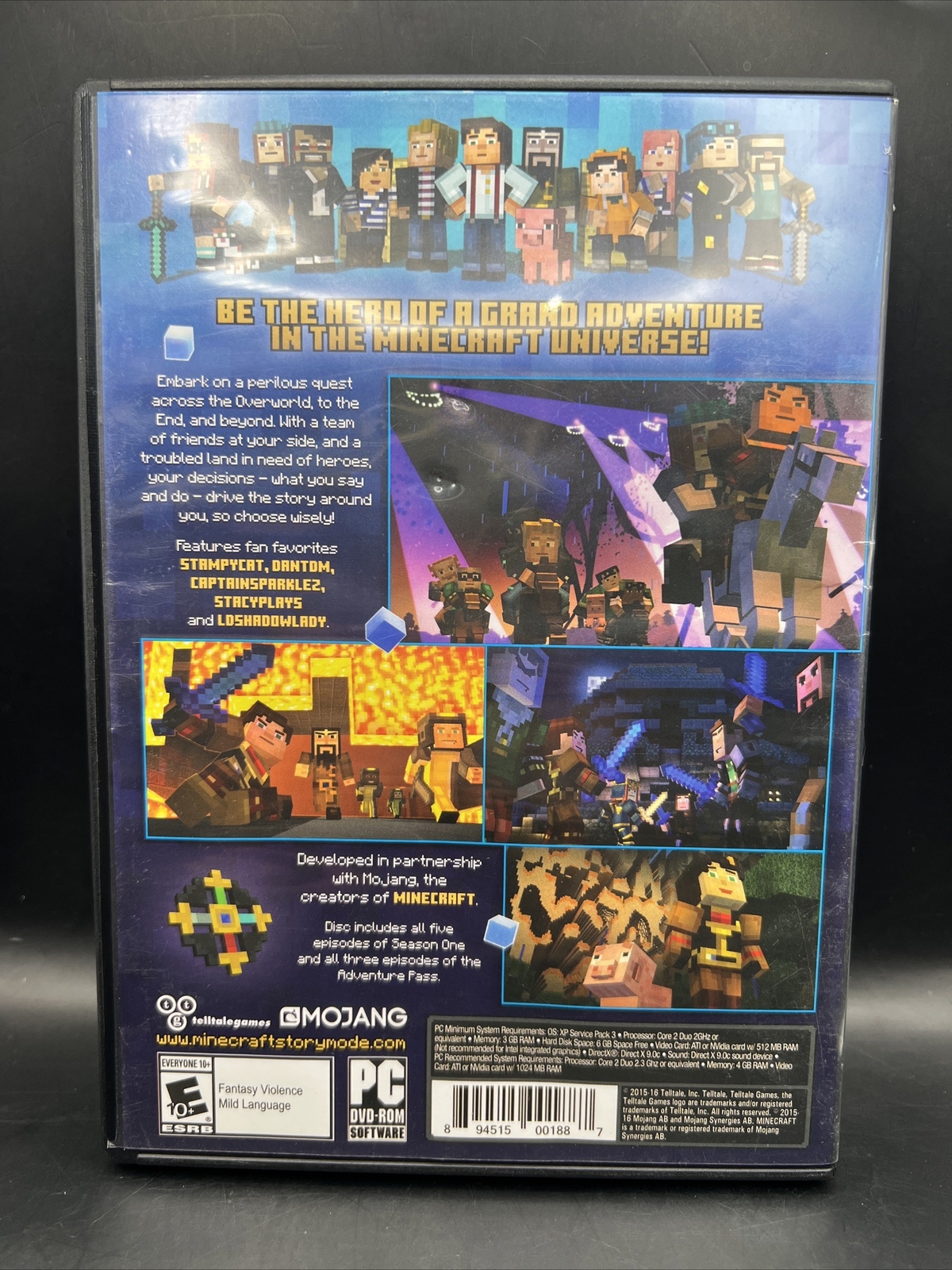 MINECRAFT Story Mode The Complete Adventure Episodes 1-8 PC Game DVD ...