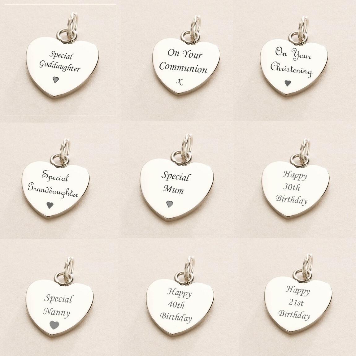 Heart Charm with Words Engraved, High Quality Steel, Optional Gift ...