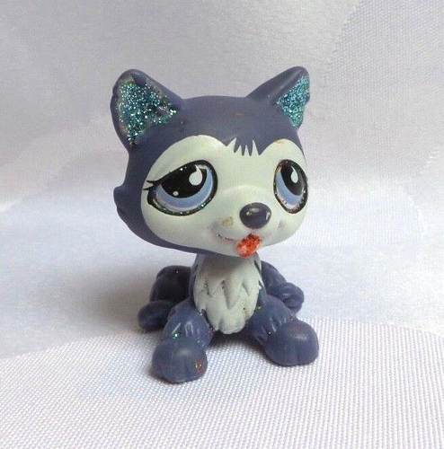 LITTLEST PETSHOP PET SHOP LPS #785 HASBRO CHIEN HUSKY VIOLET YEUX ...