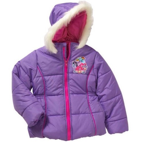 Girls MY LITTLE PONY Hood Puffer Jacket Coat Size 4 6 6X Printed Back ...