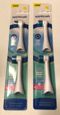 Spinbrush Smart Clean Soft Bristles 2 Replacement Brush Heads 2 Pack ...