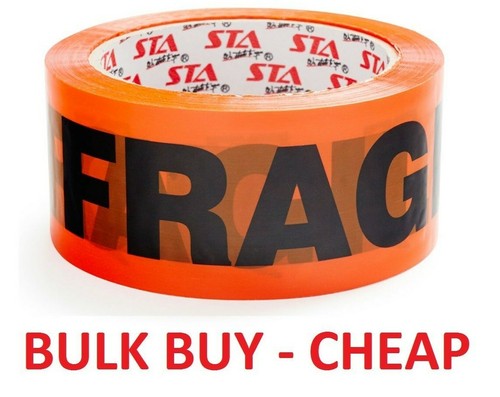 48mm x 66m FRAGILE Tape Orange Black Packing Tape Adhesive Bulk Buy ...