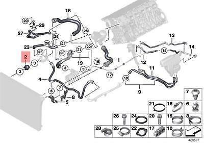 Genuine Coolant Hose Without Clamps BMW Hybrid F01 F02 F07 F10 F11 ...