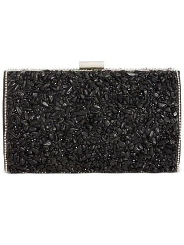 INC Women's Black Rhinestone Faux Leather Chain Strap Clutch Handbag ...