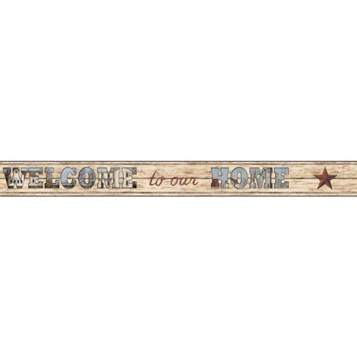 Country Welcome Home on Beige Beadboard on Sure Strip Wallpaper Border ...