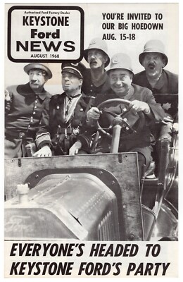 1968 Car Dealership Ad Brochure: "KEYSTONE FORD NEWS" w/ Keystone Cops ...