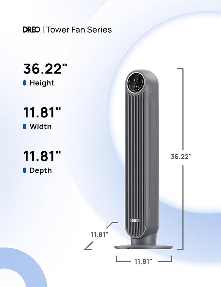 Grey Tower Fan with 90° Oscillation - 25ft/s Velocity | eBay