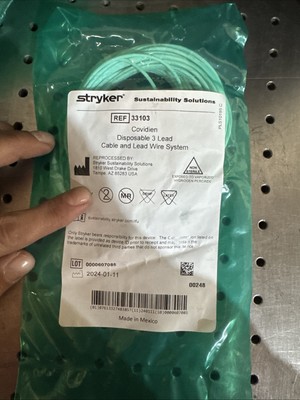 Stryker Covidien Disposable 3 Lead Cable and Lead Wire System 33103 ...