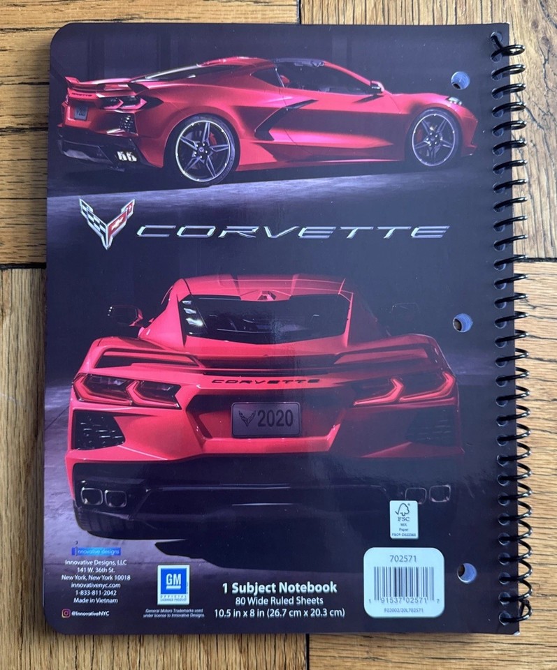 Official GM Chevrolet Corvette 1 Subject Notebook 80 Wide Ruled Sheets ...