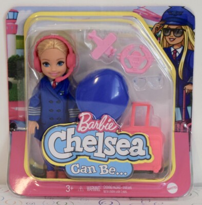 BARBIE CHELSEA DOLL * CAN BE...PILOT w/SUITCASE, HEADPHONES, PLANE ...