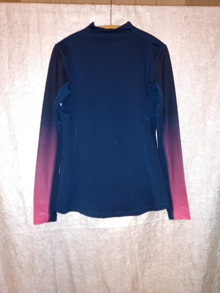 Nike Pro Hyperwarm Shirt W Sz LG Blue Purple Pink Thumb Holes Mock Neck ...