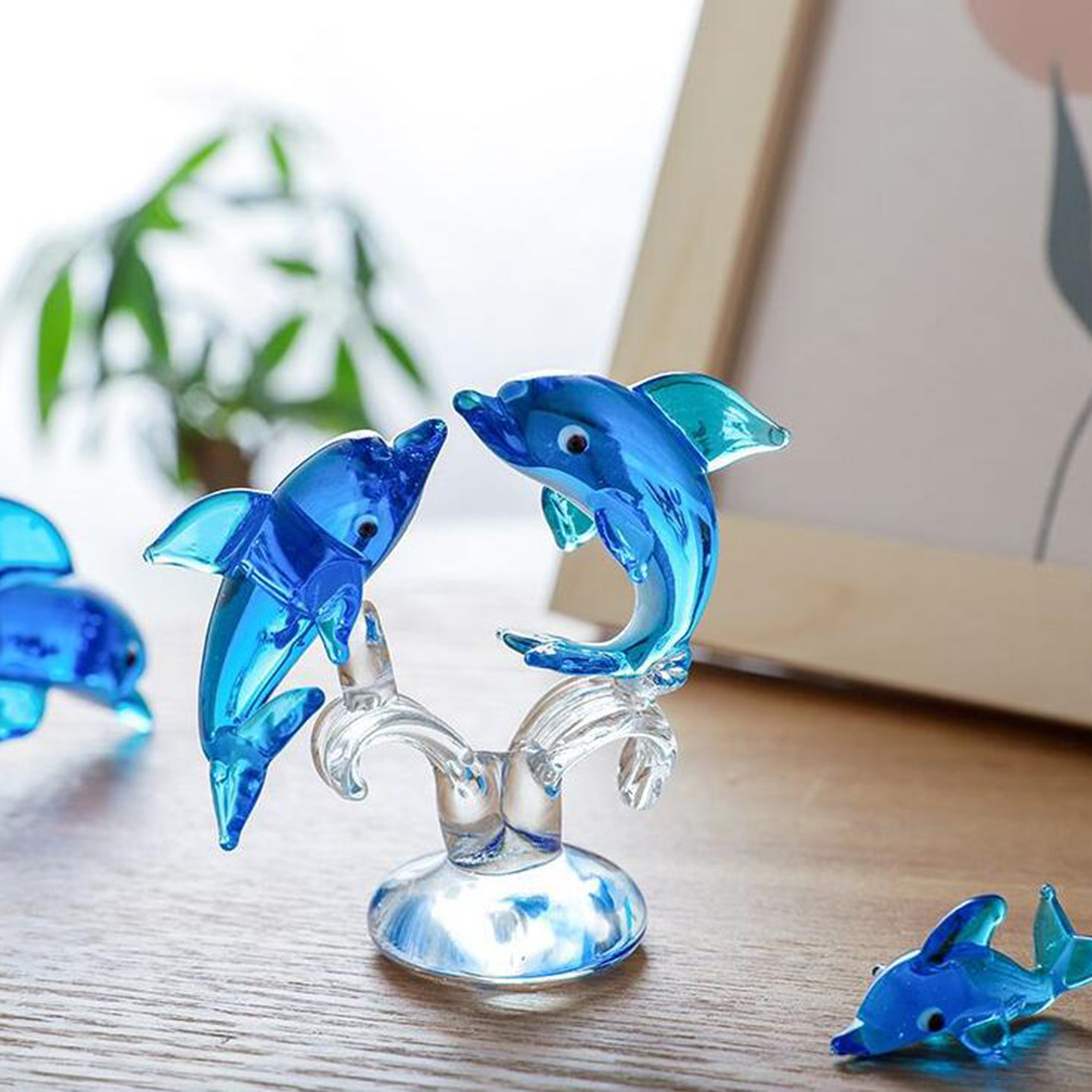 Animal Miniature Round Edges Vivid Cute Mini Dolphin Glass Miniature ...