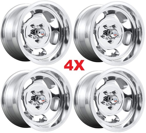 15 15X8 POLISHED WHEELS RIMS C10 C-10 AMERICAN US MAGS INDY U101 KIDNEY ...