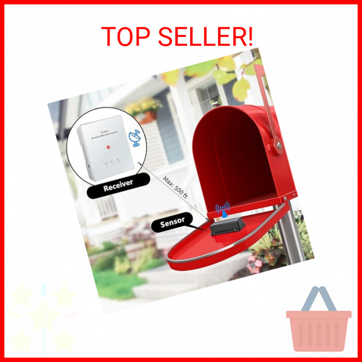 Mailbox Alarm, Briidea 500ft Wireless Mailbox Alert with LED Light ...