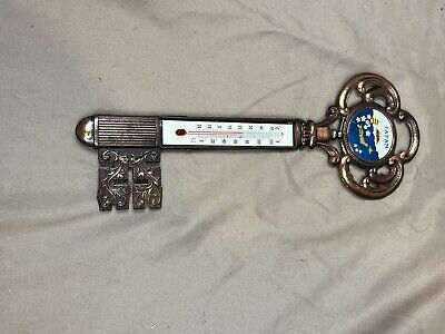 Souvenir Metal Skeleton Key Thermometer Japan Large 8” Vintage Brass | eBay