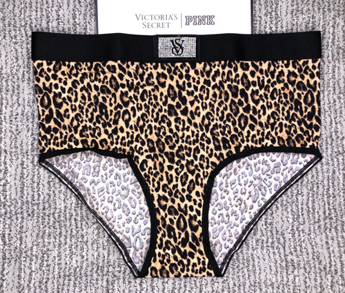 Victoria's Secret NWT XL Leopard Print Shine Patch Brief Panty Logo ...