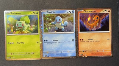 3 Card Set Bulbasaur Charmander Squirtle Pokemon 151 Poster Collection ...