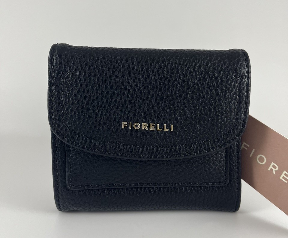 FIORELLI MIMI BLACK GRAIN FAUX LEATHER COMPACT WALLET PURSE NEW W ...