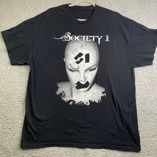 Vintage Society 1 Band T-Shirt Mens L Society1 Black Amazing Graphic ...