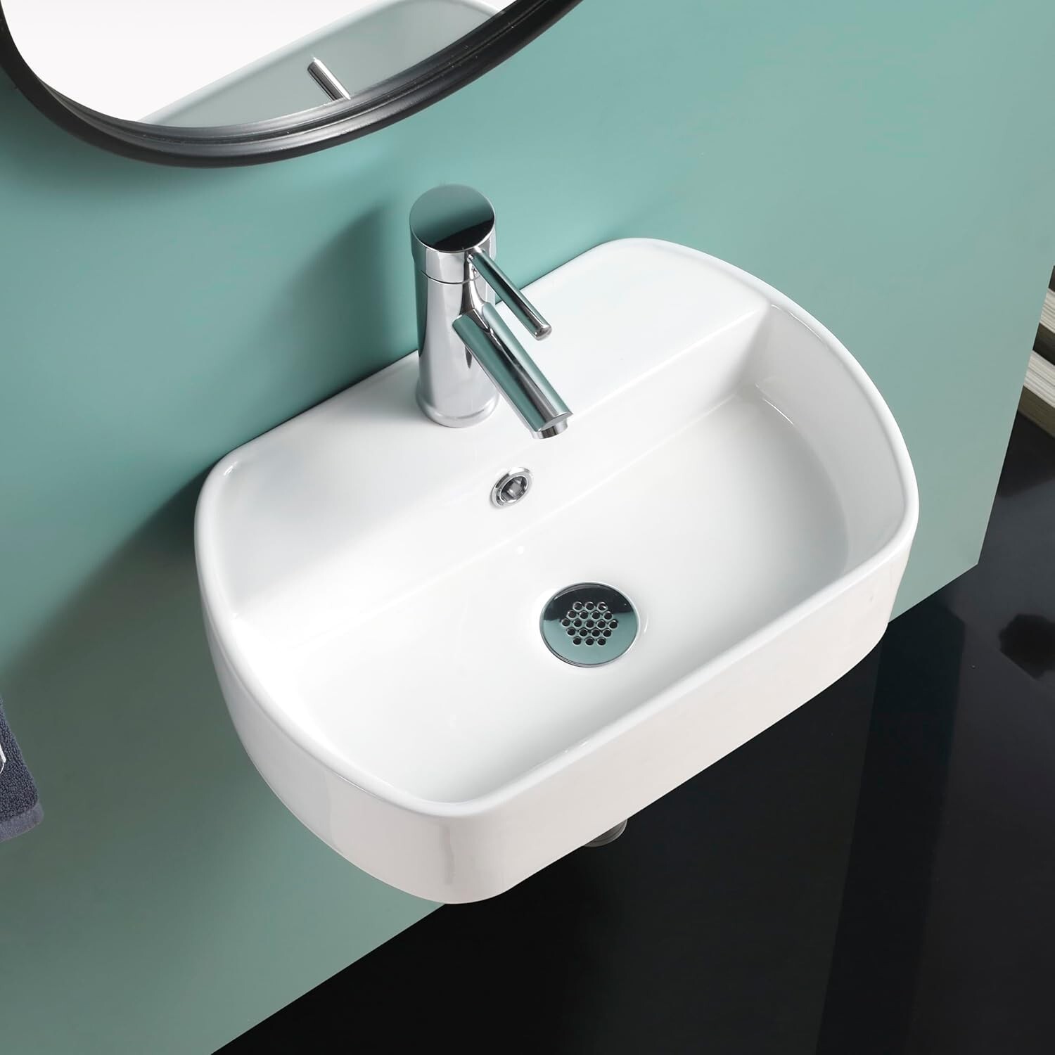 Bathroom Basin Sink Hand Wash Counter Top or Wall Mounted Hung Ceramic ...