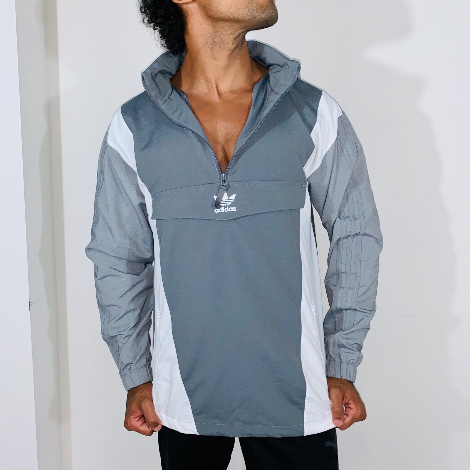 Rare Adidas Originals Jacket Colorblock Anorak Gray W… - Gem