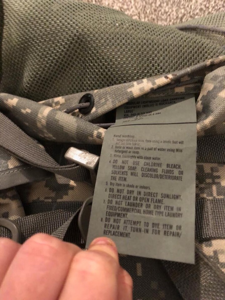 US Army Molle II Backpack Large Field Pack Camouflage NSN 8465-01-524 ...