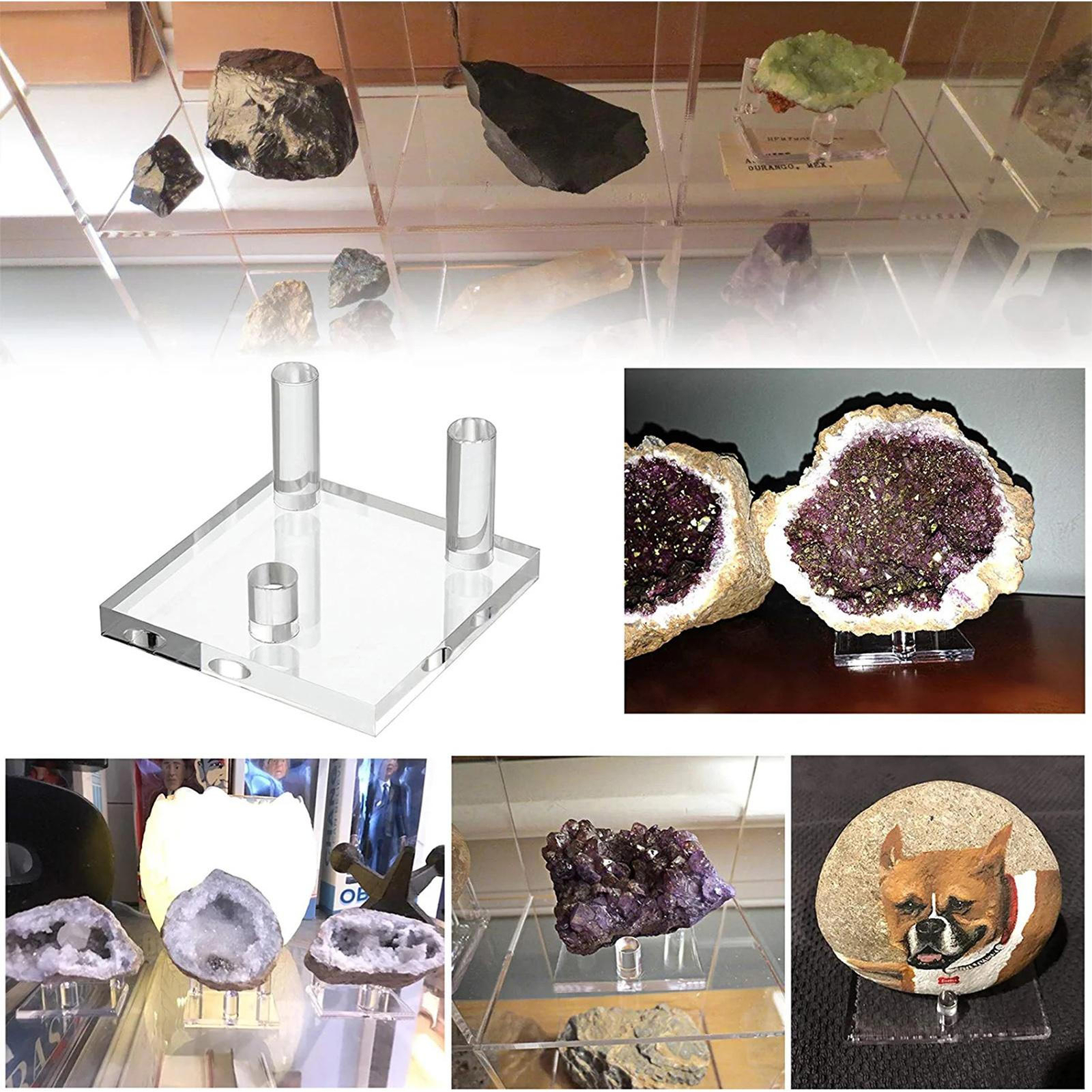 Acrylic Rock Display Stands Portable Mineral Holder Transparent Rock ...