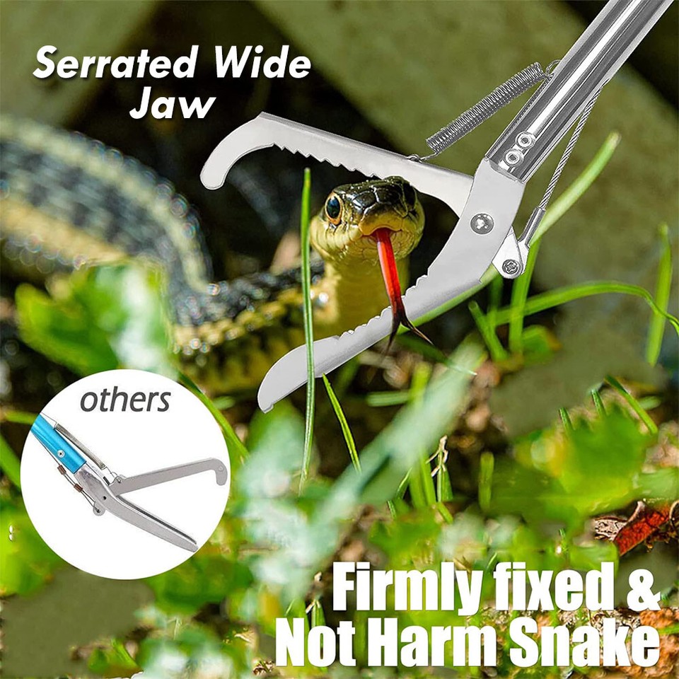 47" Wide Jaw Snake Tongs Catcher 39" Reptile Hook Stick Grabber Tool ...