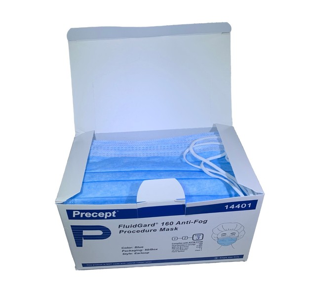 FluidGard Anti-Fog Procedure Mask - Blue (Pack of 450) for sale online ...