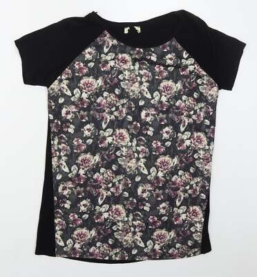 Matalan Womens Black Floral Polyester Blend T-Shirt Size 10 | eBay UK