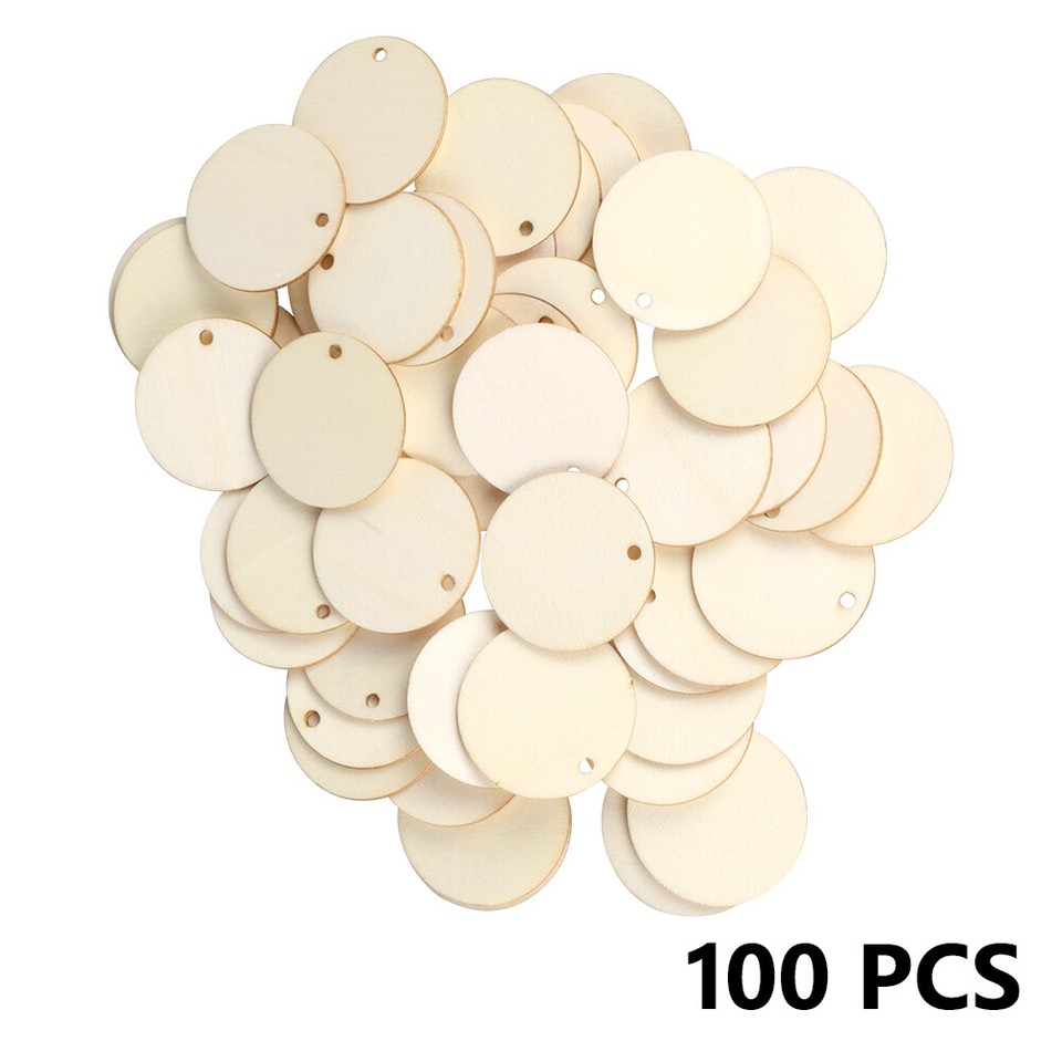 50/100x 20/30/40/50mm Unfinished Round Tags Wood Gift Slices Wooden ...