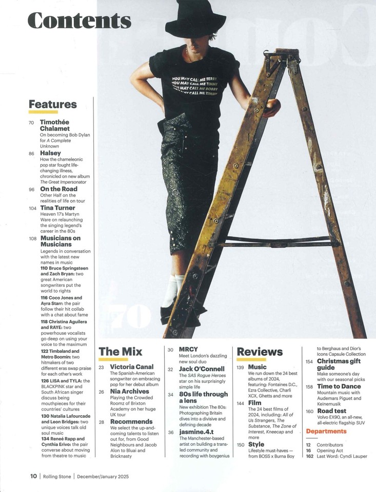 UK Rolling Stone Magazine Issue #20 Halsey Cover, Timothée Chalamet Dec ...