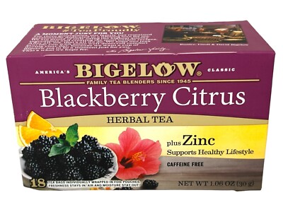 Bigelow Blackberry Citrus Herbal Tea Plus Zinc 18 Tea Bags 1.06 oz | eBay