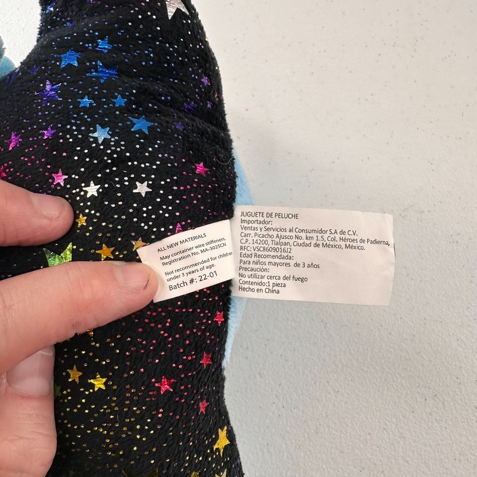 Six Flags Sparkly Stars & Blue Dragon Plush Toy By Ali-Ann Materials 9 ...