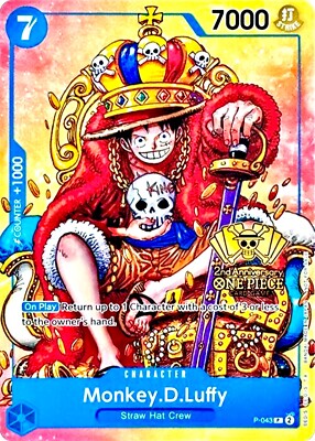 Monkey D. Luffy Alt Art P-043 2nd Anniversary Promo One Piece TCG NM | eBay