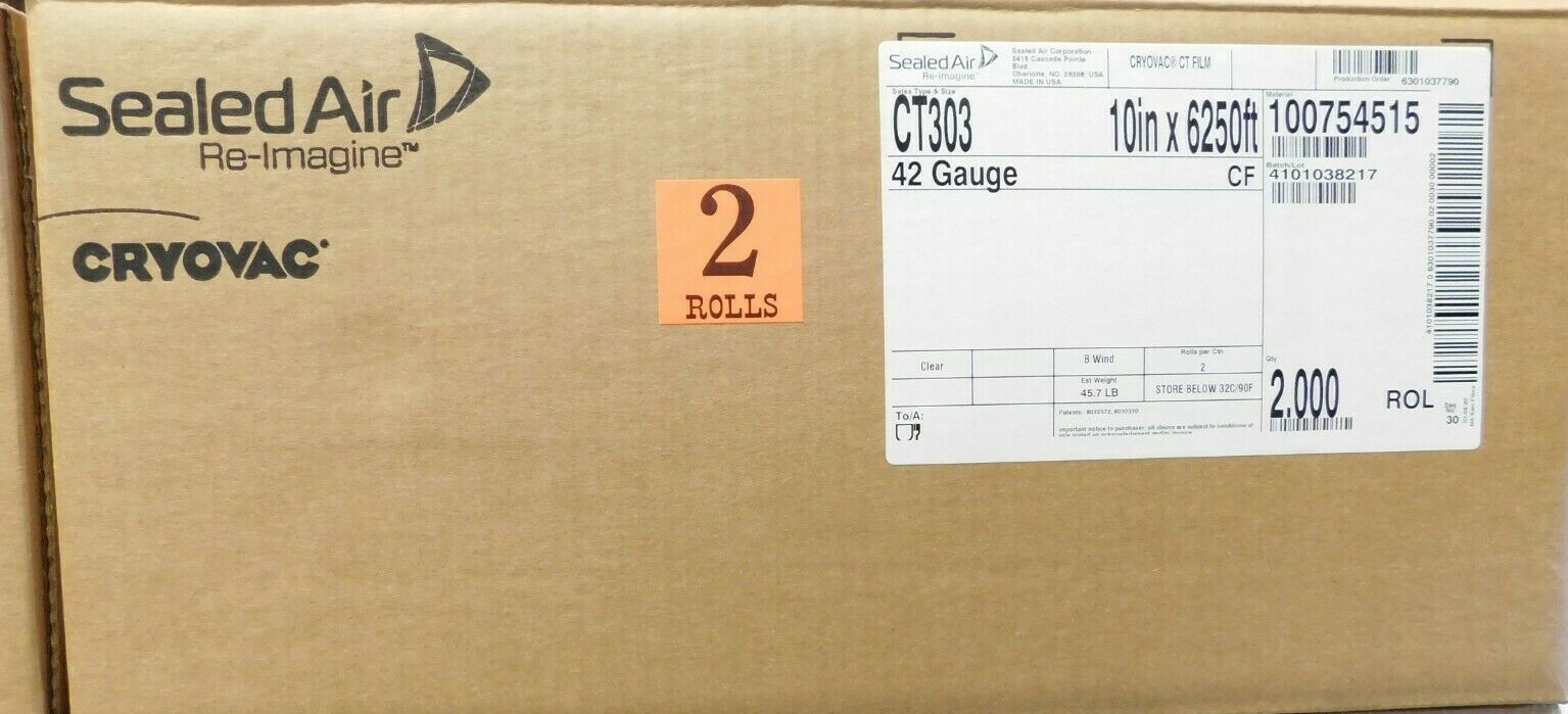 Sealed Air Cryovac CT Film CT303 10" x 6250' 42 Gauge (2 Rolls) | eBay