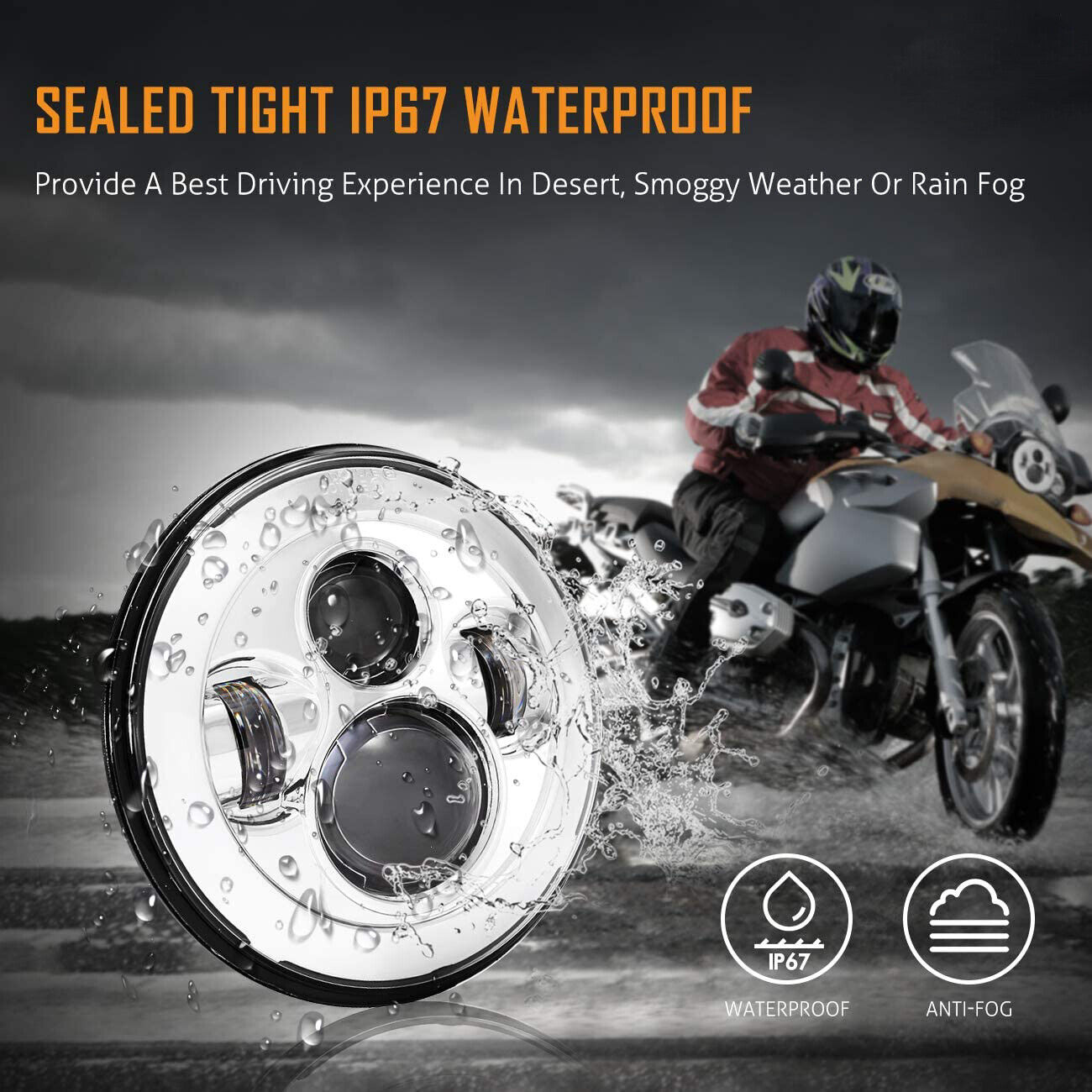 7" Headlight LED w/ Chrome Hilo Beam For Honda Shadow VT VT1100 VT600 ...